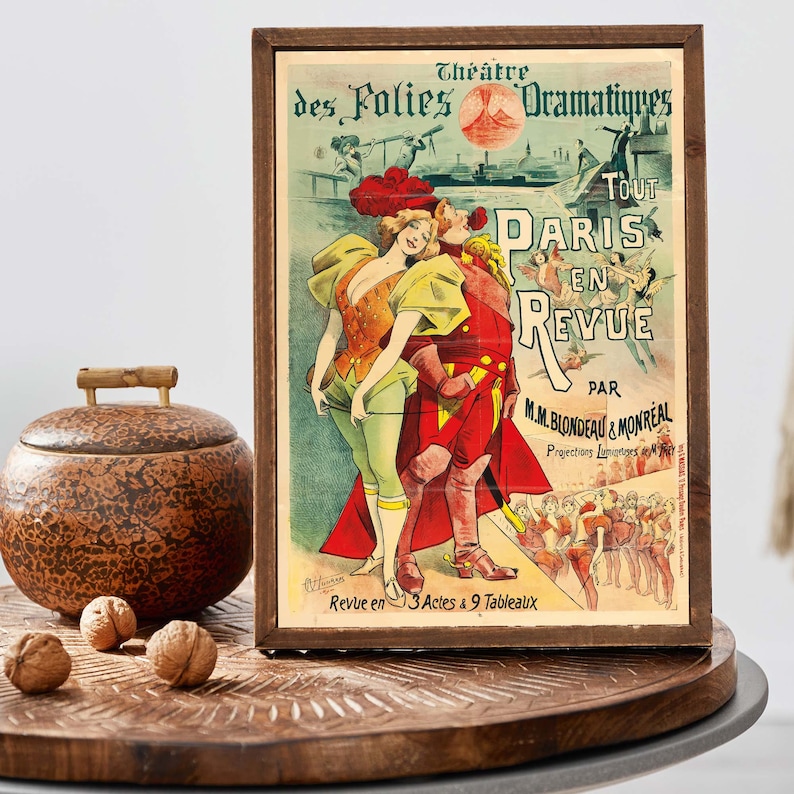 Paris Revue Vintage Art Nouveau French Print, Old French Theatre Poster ...