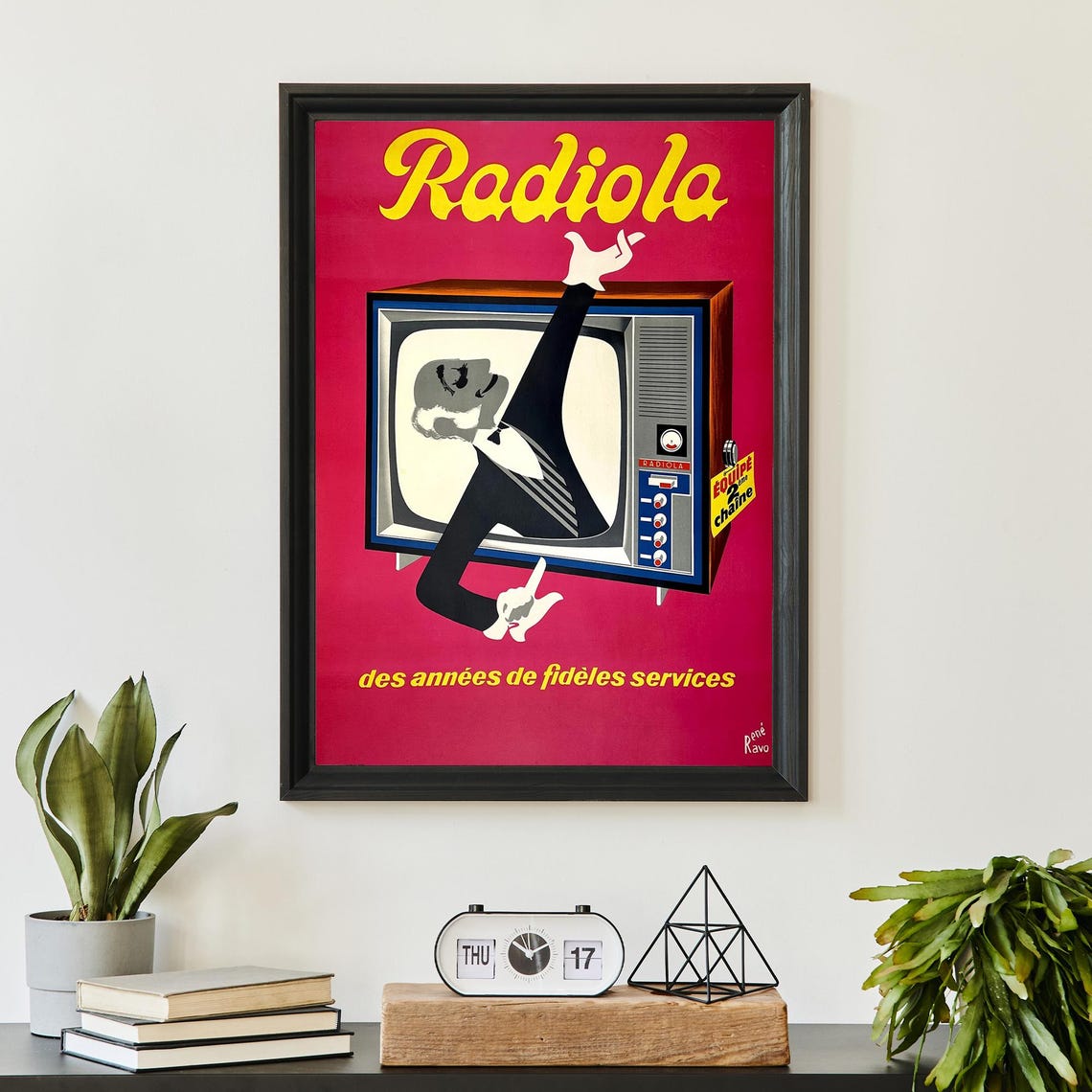 Vintage Radiola TV Poster – Retro French Tech Ad Print, Mid-century ...