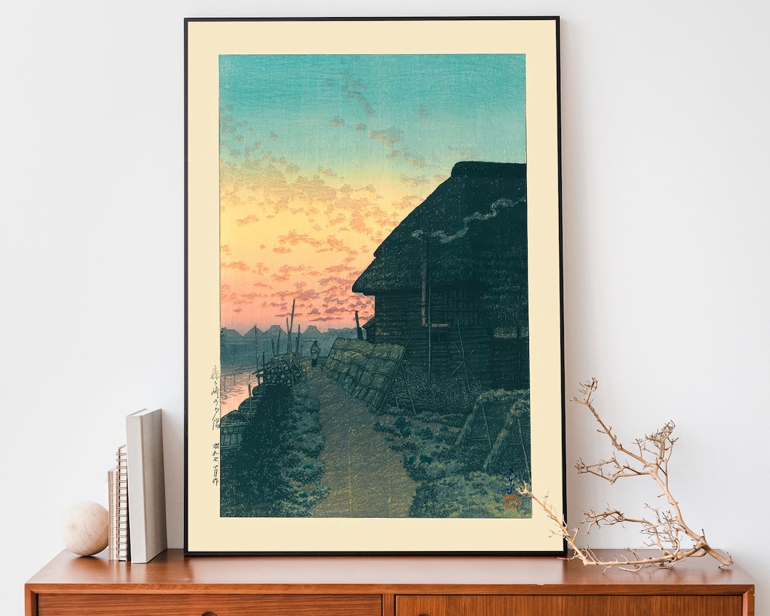 Kawase Hasui Sunset Art Print, Japanese Woodblock Poster, Japandi Decor ...