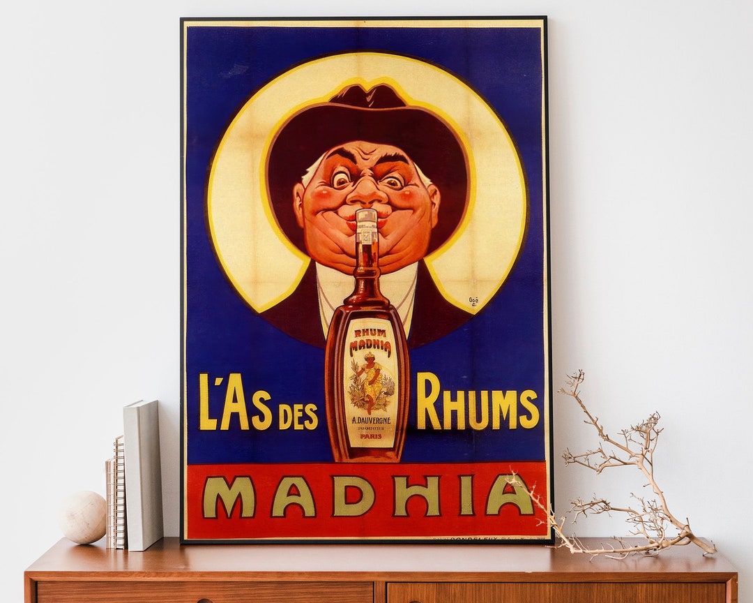 Vintage Rum Poster, Art Nouveau French Print, Retro Liquor Advertising ...