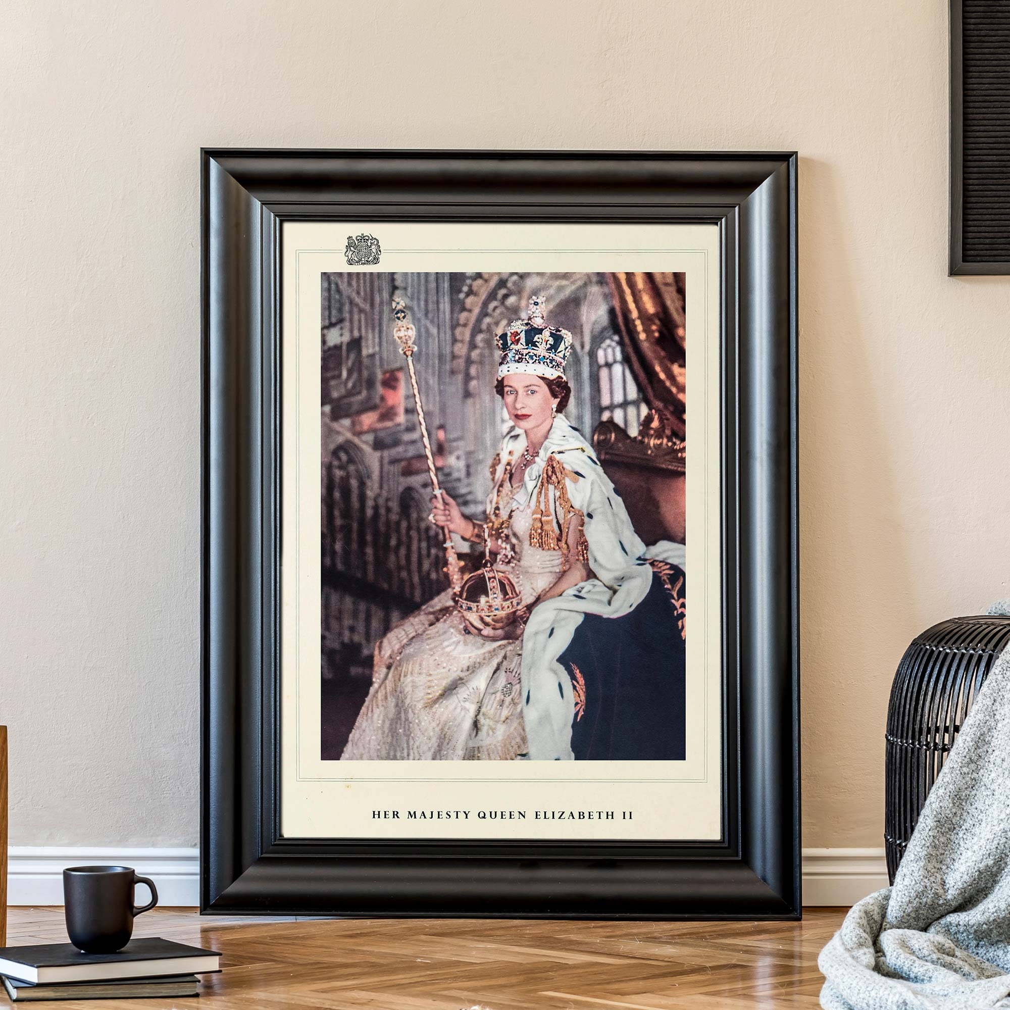 Vintage Queen Elizabeth Poster, Queen Of England Coronation Poster