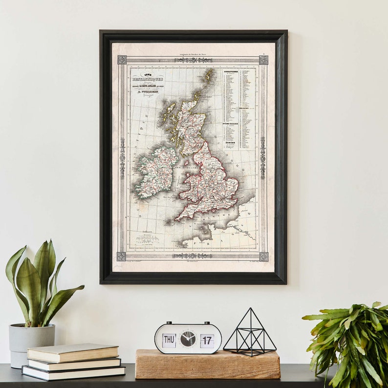 Vintage Map of UK Historical Map of Great Britain Antique - Etsy UK