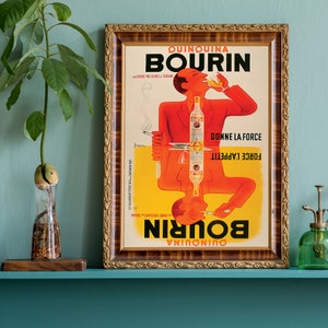 Vintage Bourin Poster, Art Nouveau French Print, Retro Liquor ...