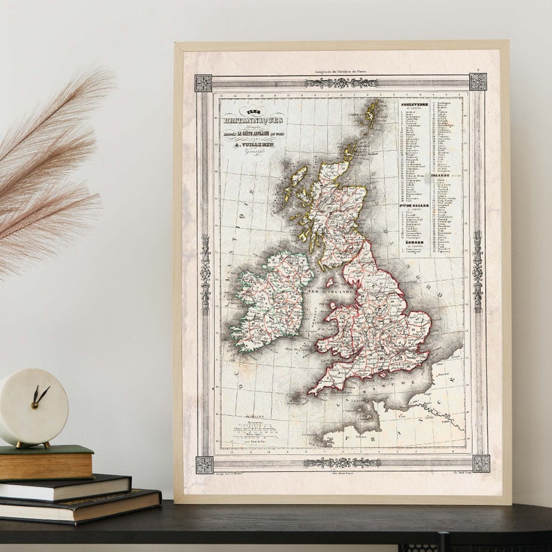 Vintage Map of UK Historical Map of Great Britain Antique - Etsy Canada