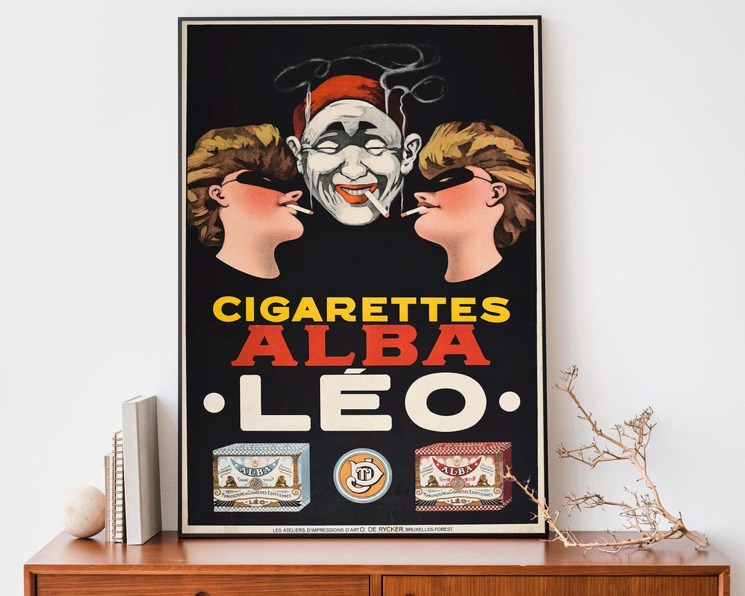 Vintage Tobacco Poster – Alba Cigarette Print, Retro Smoking Ad ...
