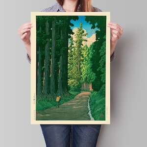 Vintage Japanese Forest Poster, Woodblock Art, Road to Nikko by Kawase ...