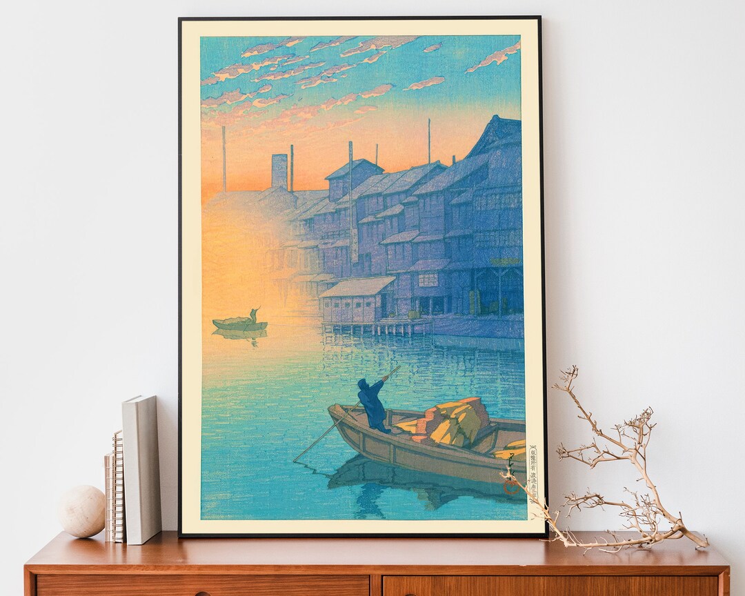 Japanese Poster, Traditional Japanese Village Painting, Woodblock Art ...