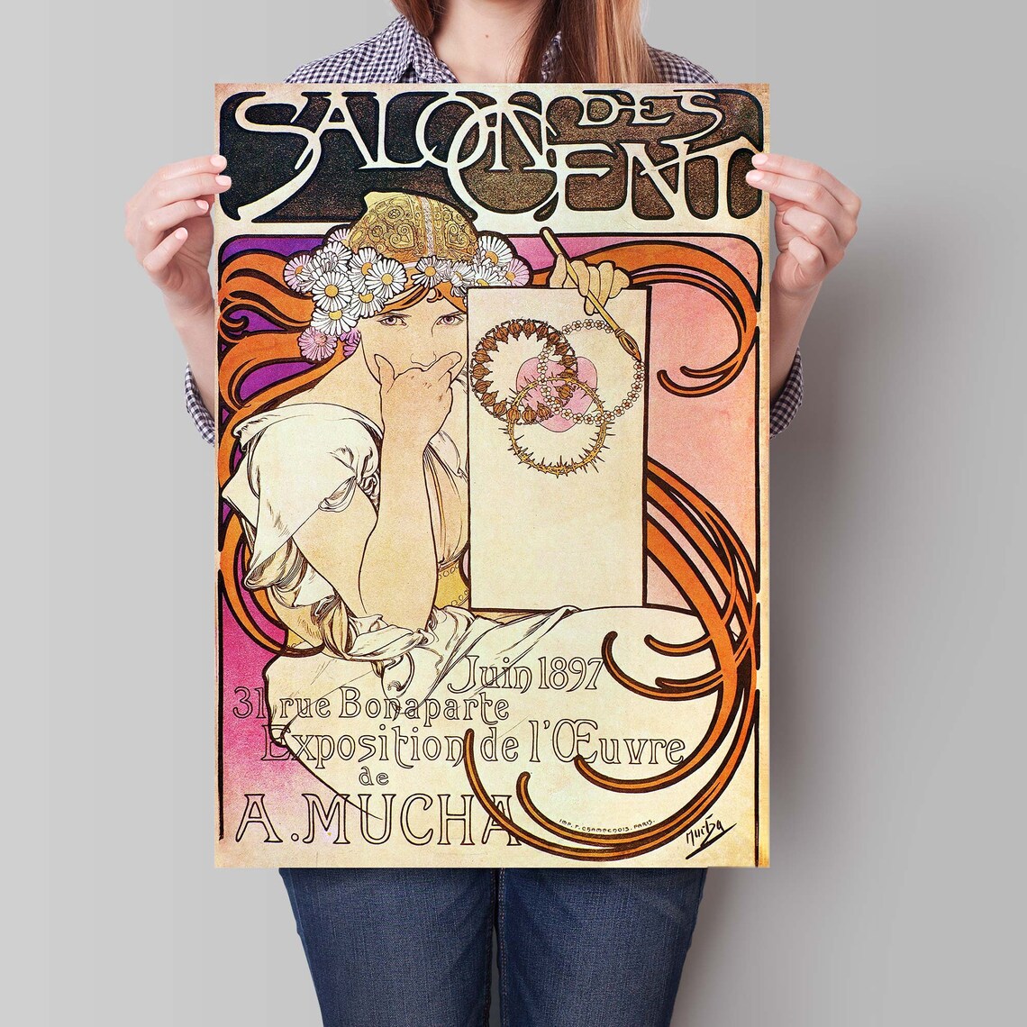 Vintage Alphonse Mucha Ivy Illustration, Retro Advertising Poster, Art ...