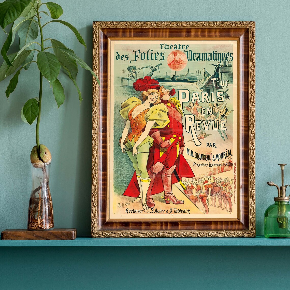 Paris Revue Vintage Art Nouveau French Print, Old French Theatre Poster ...