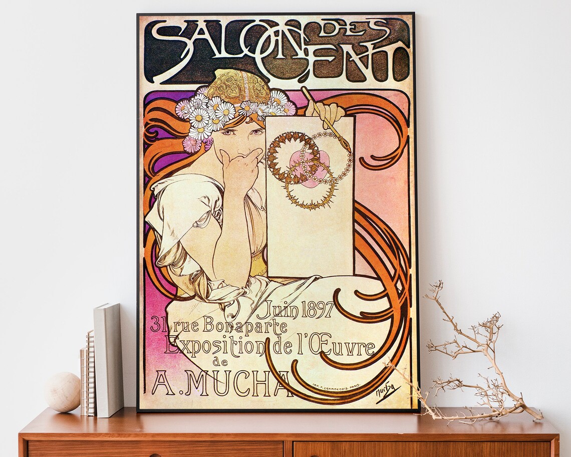 Vintage Alphonse Mucha Ivy Illustration, Retro Advertising Poster, Art ...