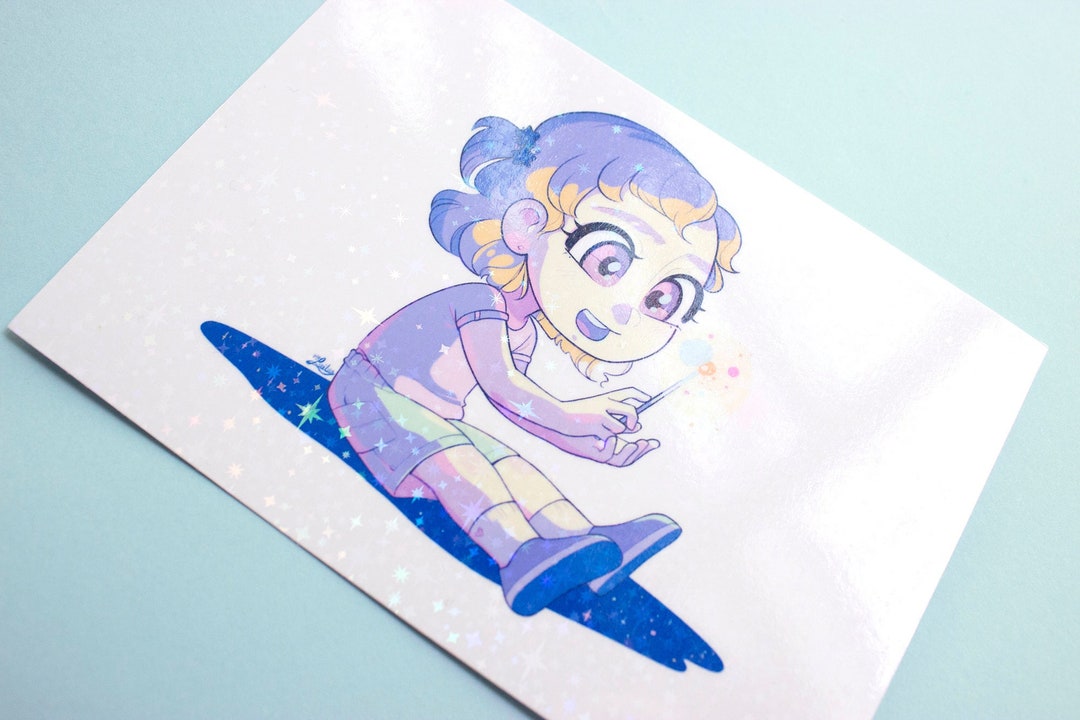 Cute Illustration Kid With Fireworks Soft Kawaii Girl Wall - Etsy