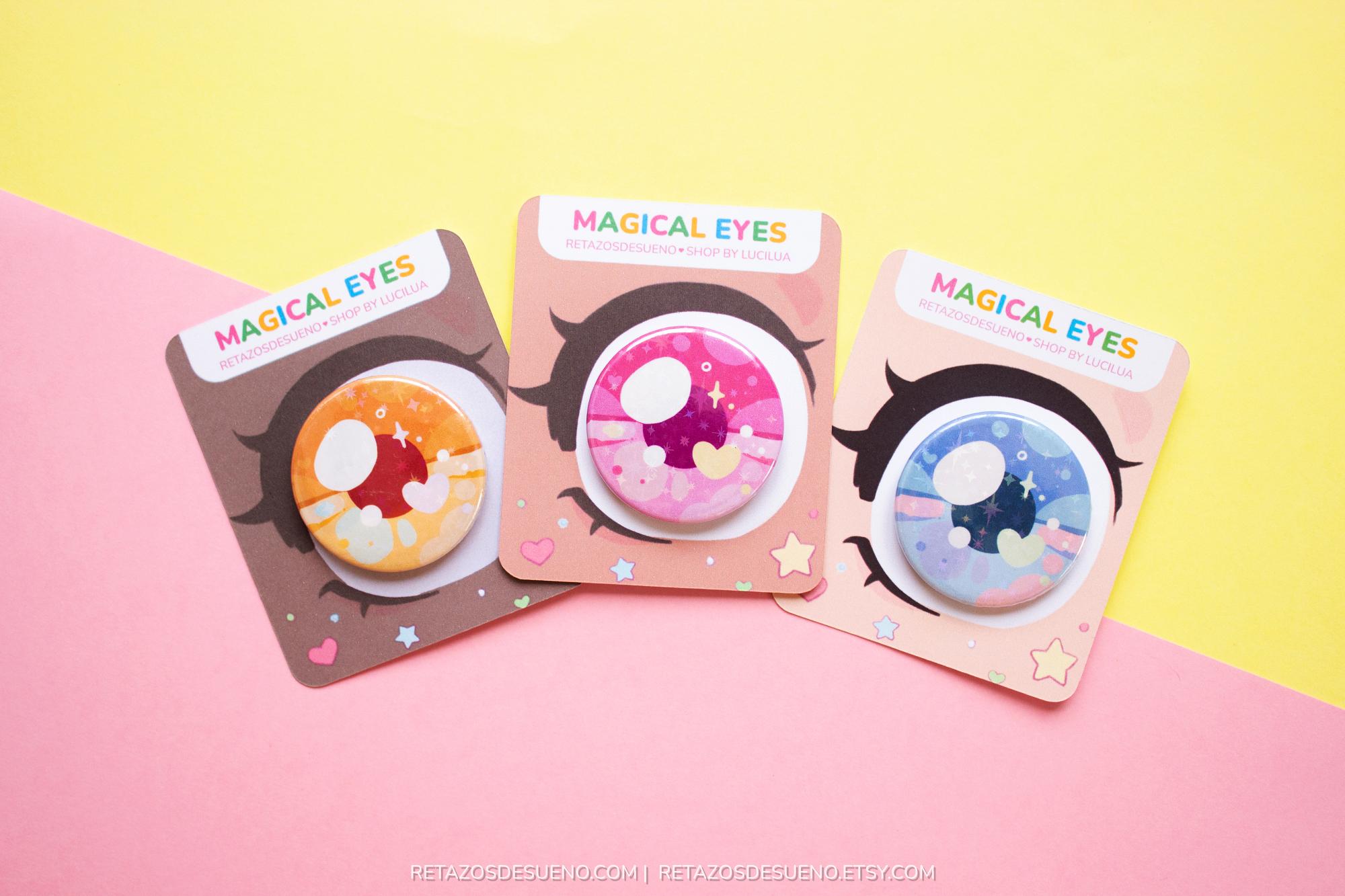 Magical Girl Eyes Shojo Pin Buttons Badges for Bags and Clothes, Decora ...