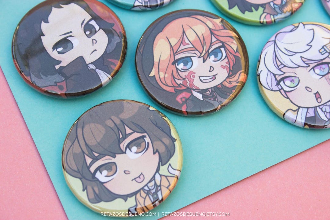 Osamu Dazai Chuuya Nakahara Pin Buttons Badges for Bags and Clothes ...