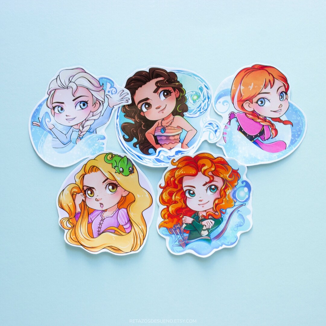 Disney Princess Sticker Pack, Frozen Elsa Ana Rapunzel Merida Moana ...