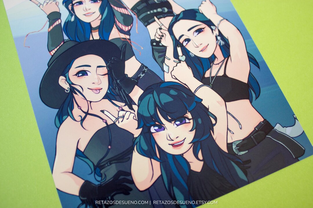 Kpop Girl Group Inspired by Unforgiven Illustration, Gift for Kpop Girl ...