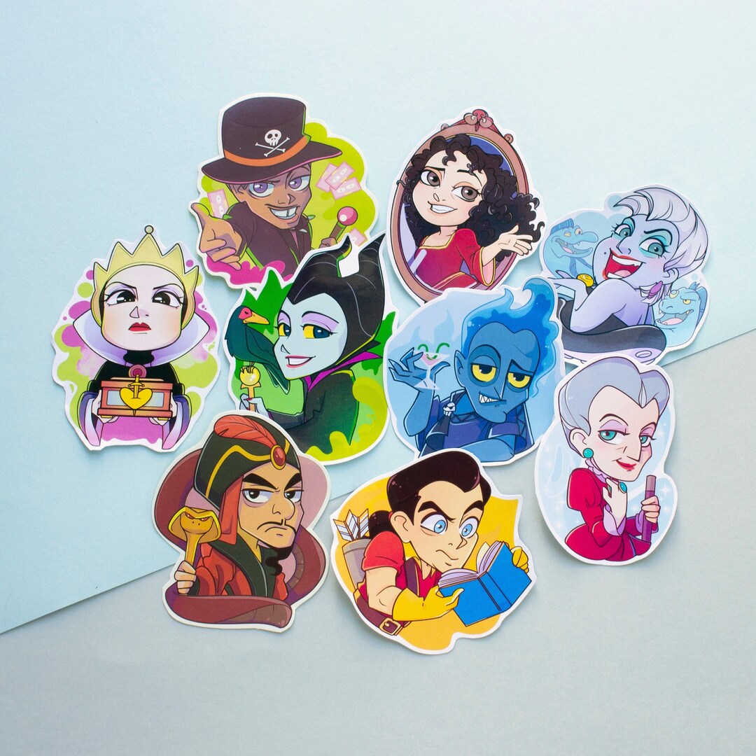 Disney Villains Sticker Pack, Maleficient Ursula Hades Evilqueen Jafar ...