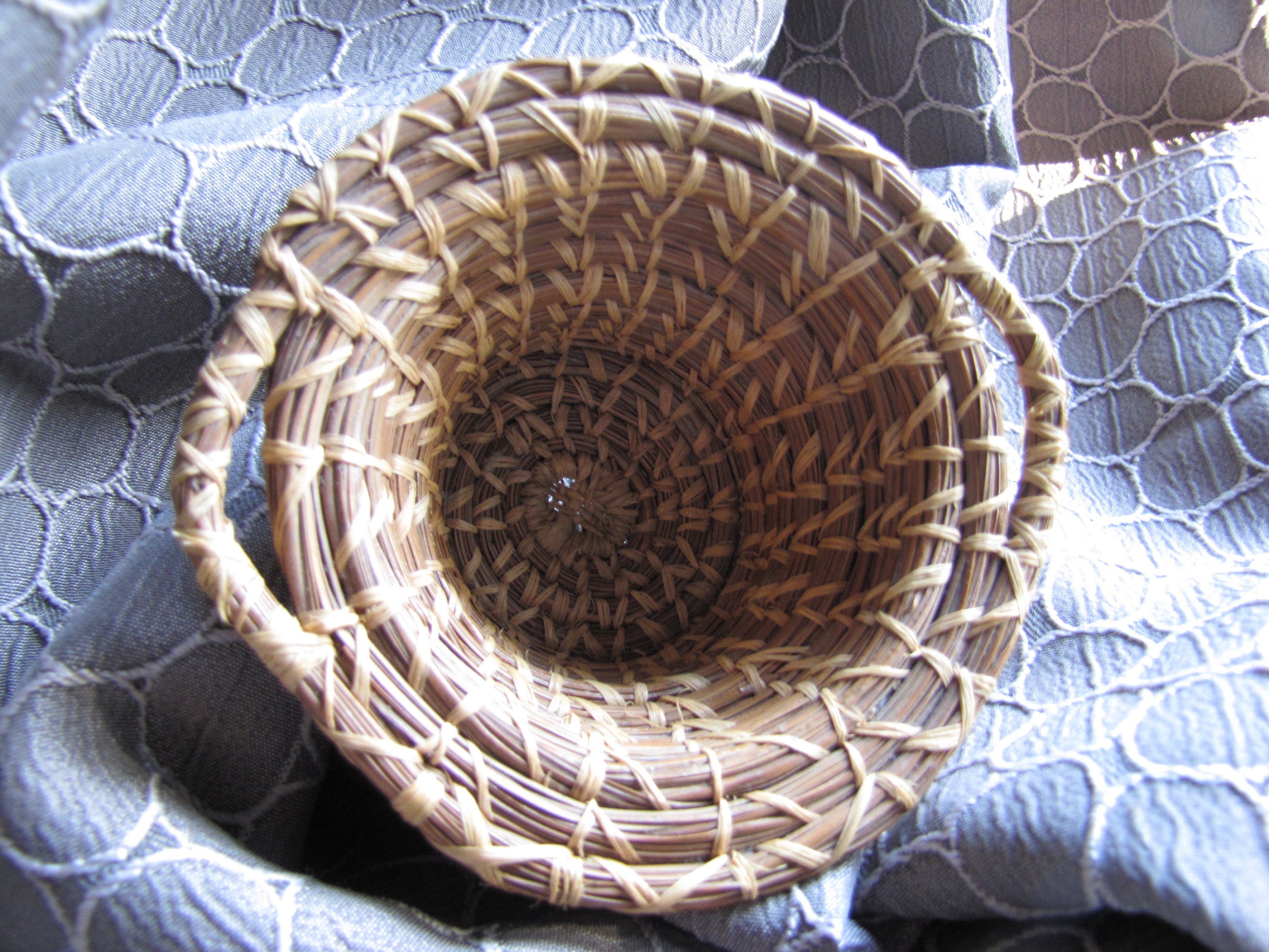 Vintage Coushatta Seminole Pine Needle Basket, Pine Needle Basket ...