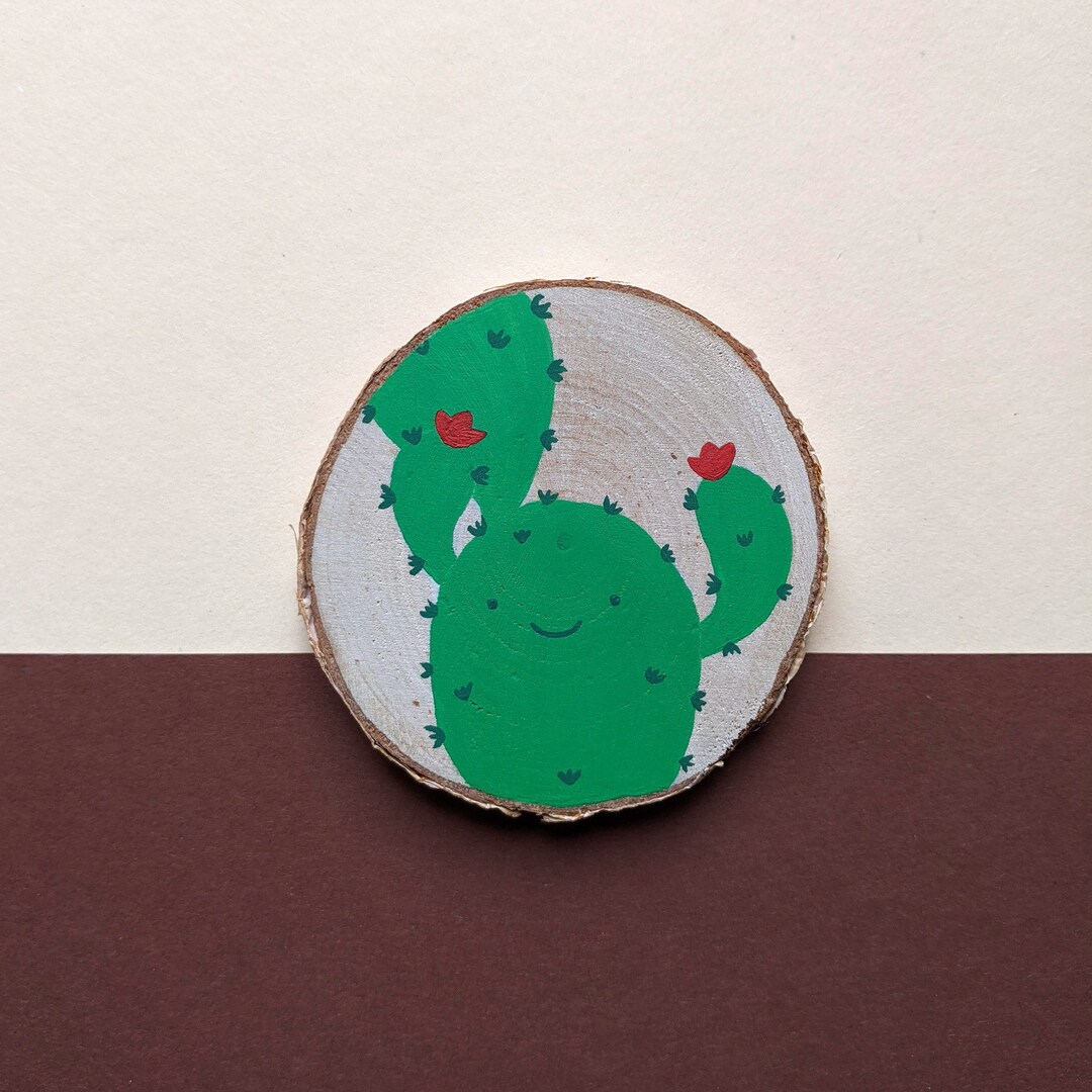 Magnet Wooden Disc Cactus Miguel - Etsy
