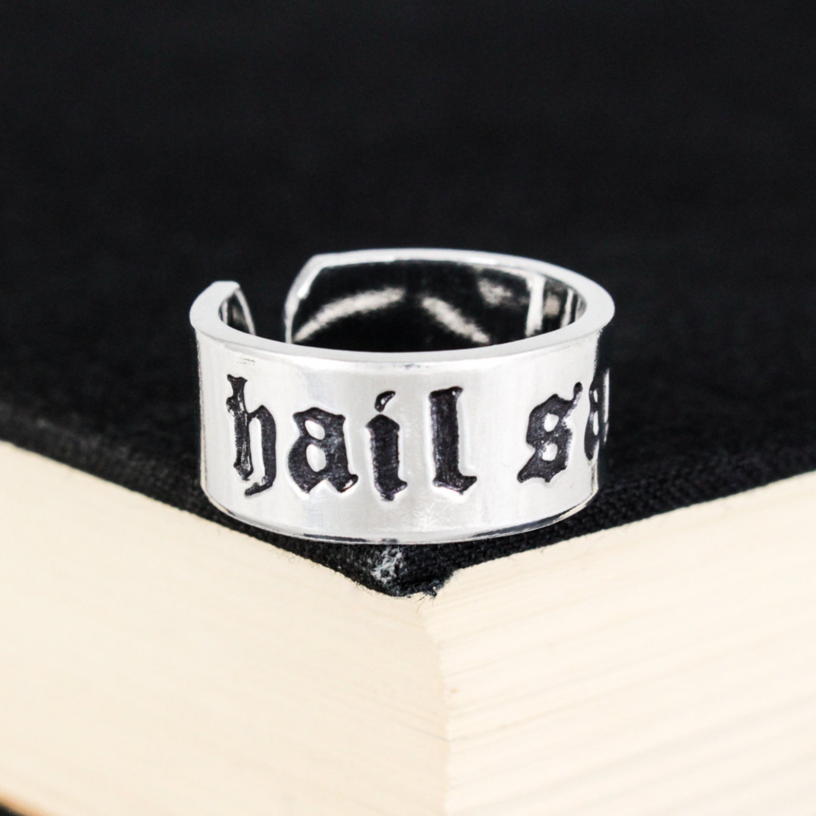 Hail Satan Ring Satanic Jewelry Death Metal Inverted Cross - Etsy