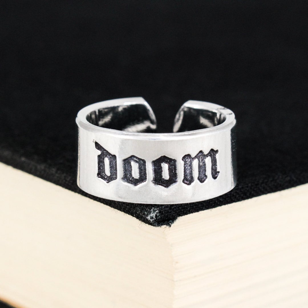 Doom Ring, Metal, Doom Metal, Metalhead, Aluminum Cuff Ring - Etsy