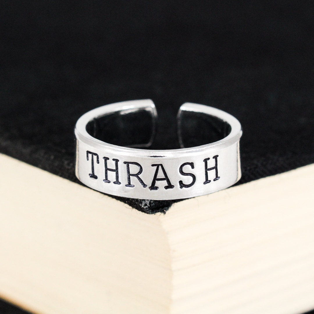 Thrash Ring, Death Metal, Metalhead, Goth, Aluminum Cuff Ring - Etsy