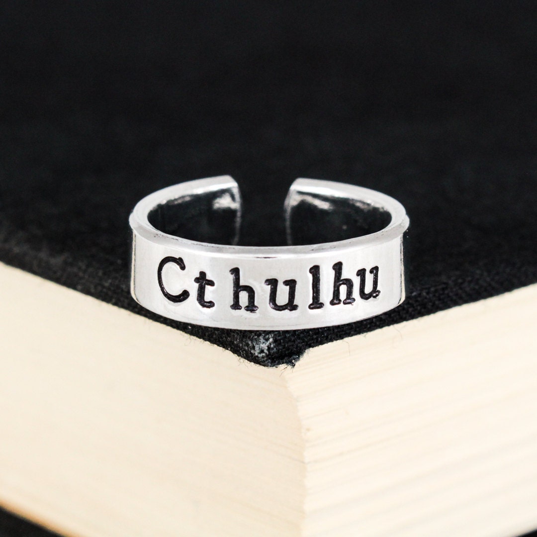Cthulhu Ring: Hand Stamped Aluminum Cuff, H.P. Lovecraft Horror - Etsy