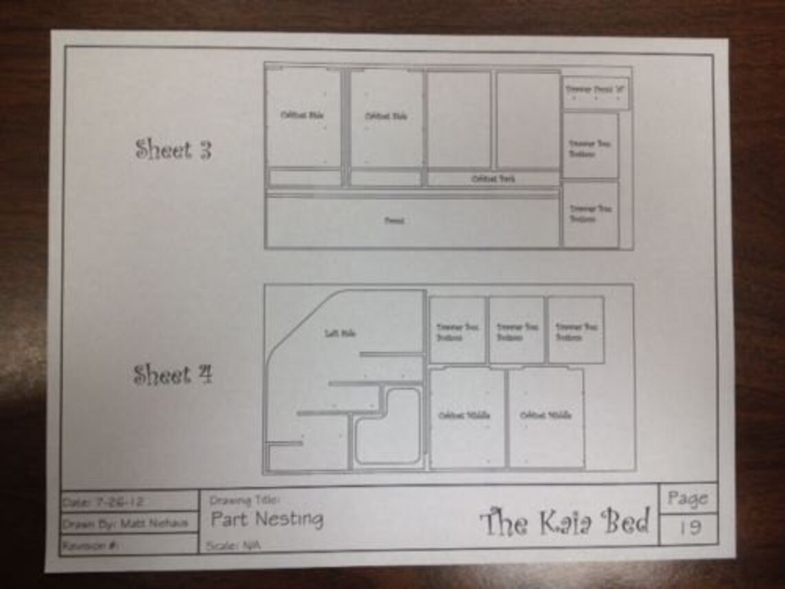Kids Bed Blueprint - Woodworking DIY Plans Drawings Project CNC Boy ...