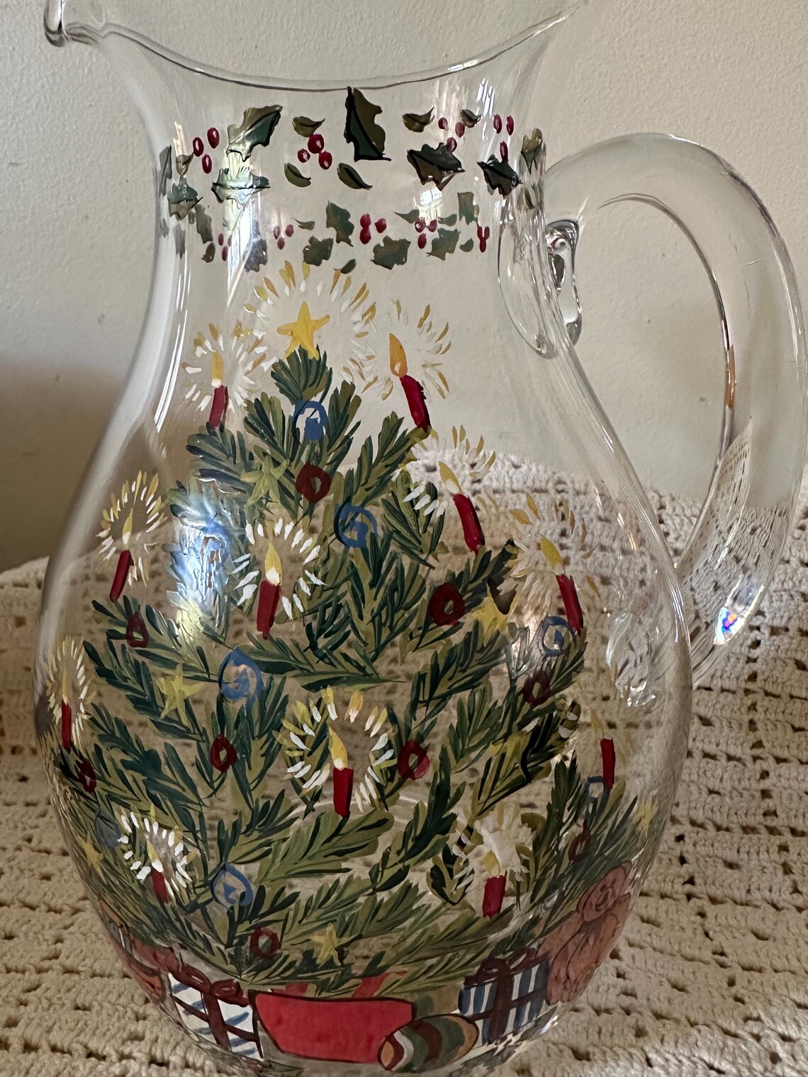 Spode Glass Pitcher With Hand Painted Christmas Tree - Etsy