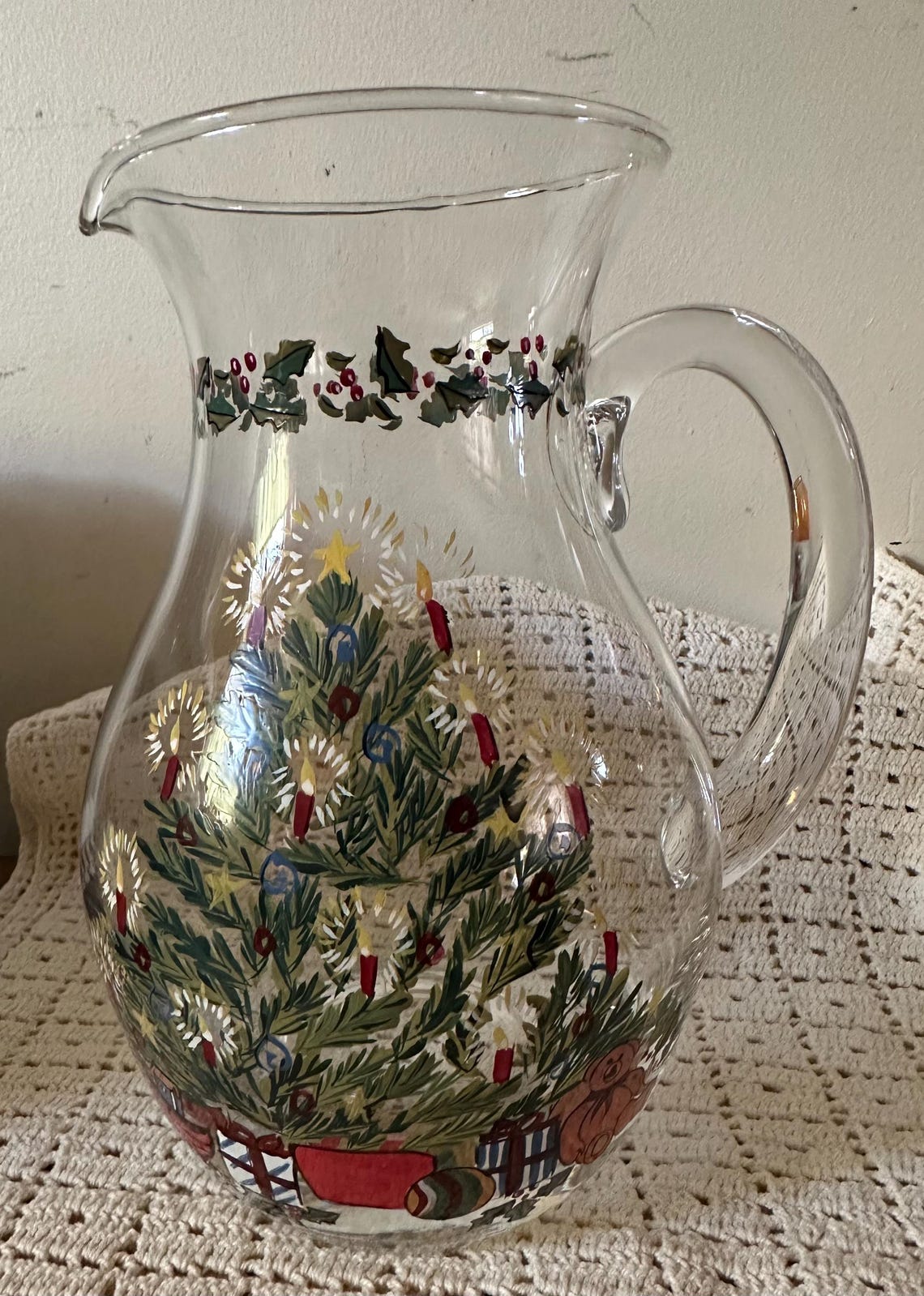 Spode Glass Pitcher With Hand Painted Christmas Tree - Etsy