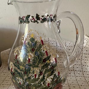 Spode Glass Pitcher With Hand Painted Christmas Tree - Etsy