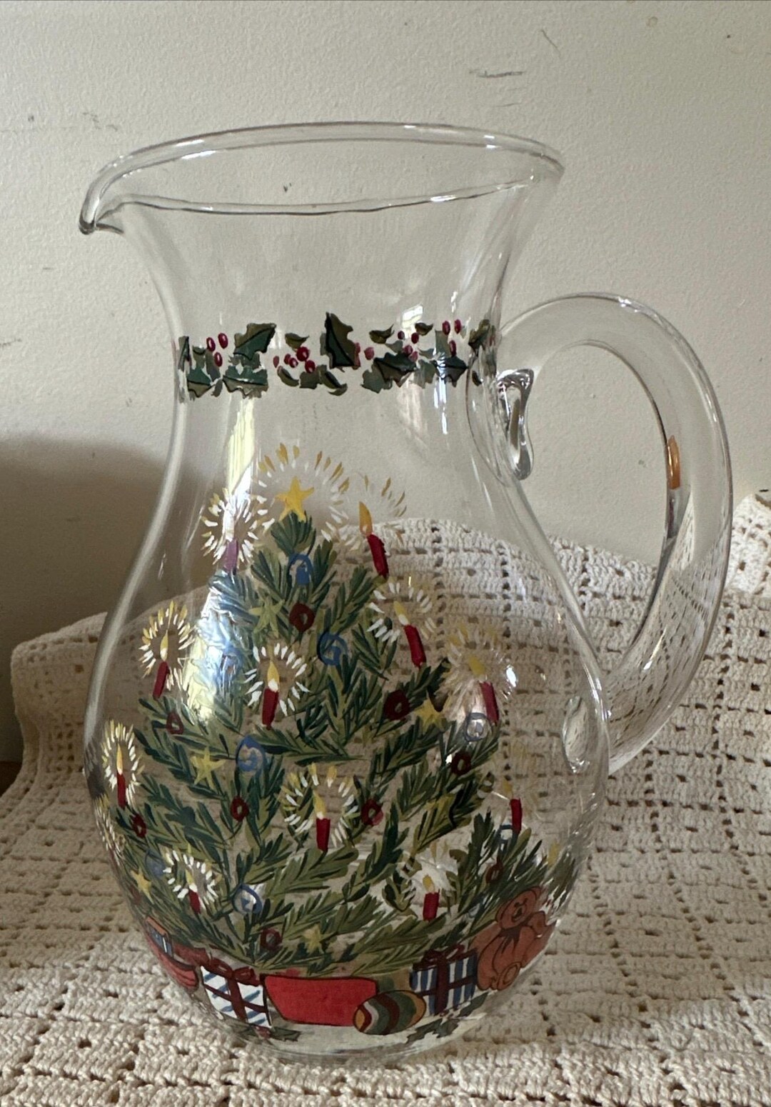 Spode Glass Pitcher With Hand Painted Christmas Tree - Etsy