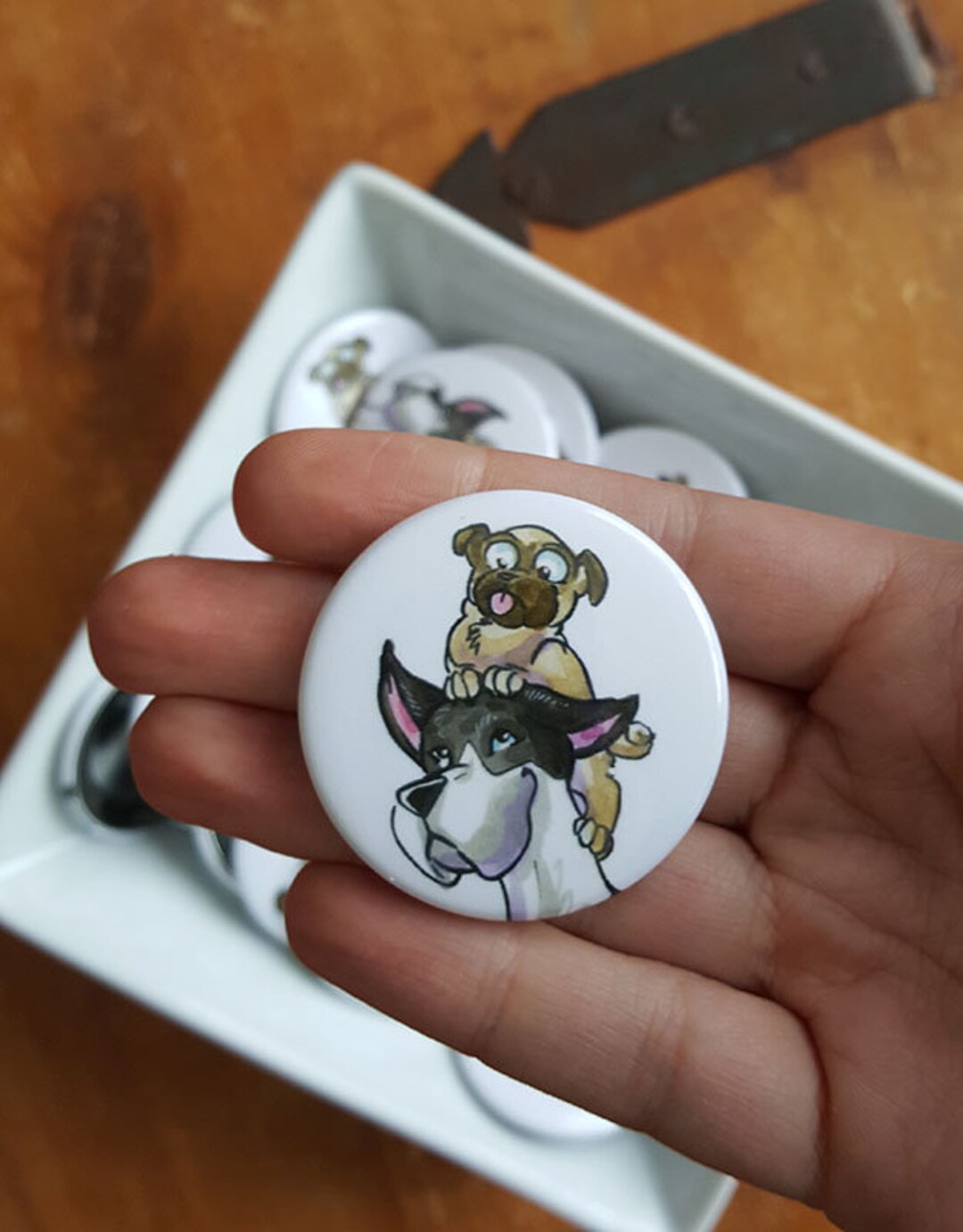 Button Pug Dog and Great Dane Button Featuring a Pug Great - Etsy