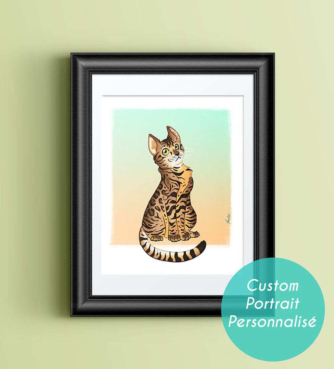 Cat Dog Portrait, Custom Illustration, Cat, Dog, Rabbit, Portrait ...