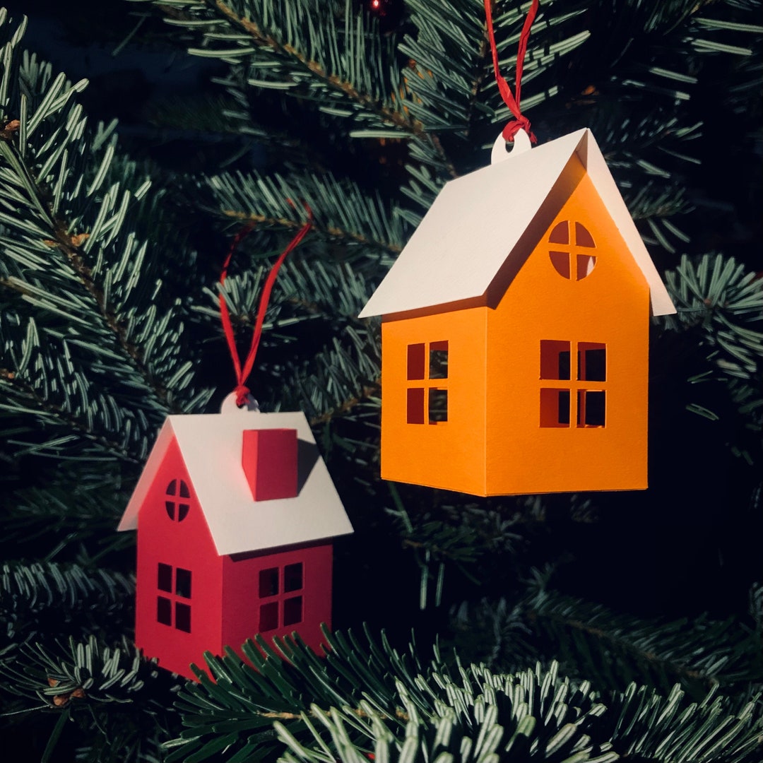 DIY 3D Paper Craft House Christmas Tree Ornament PDF Printable Template ...