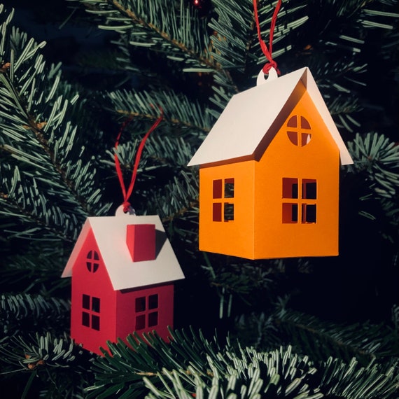 DIY 3D Paper Craft House Christmas Tree Ornament PDF Printable - Etsy