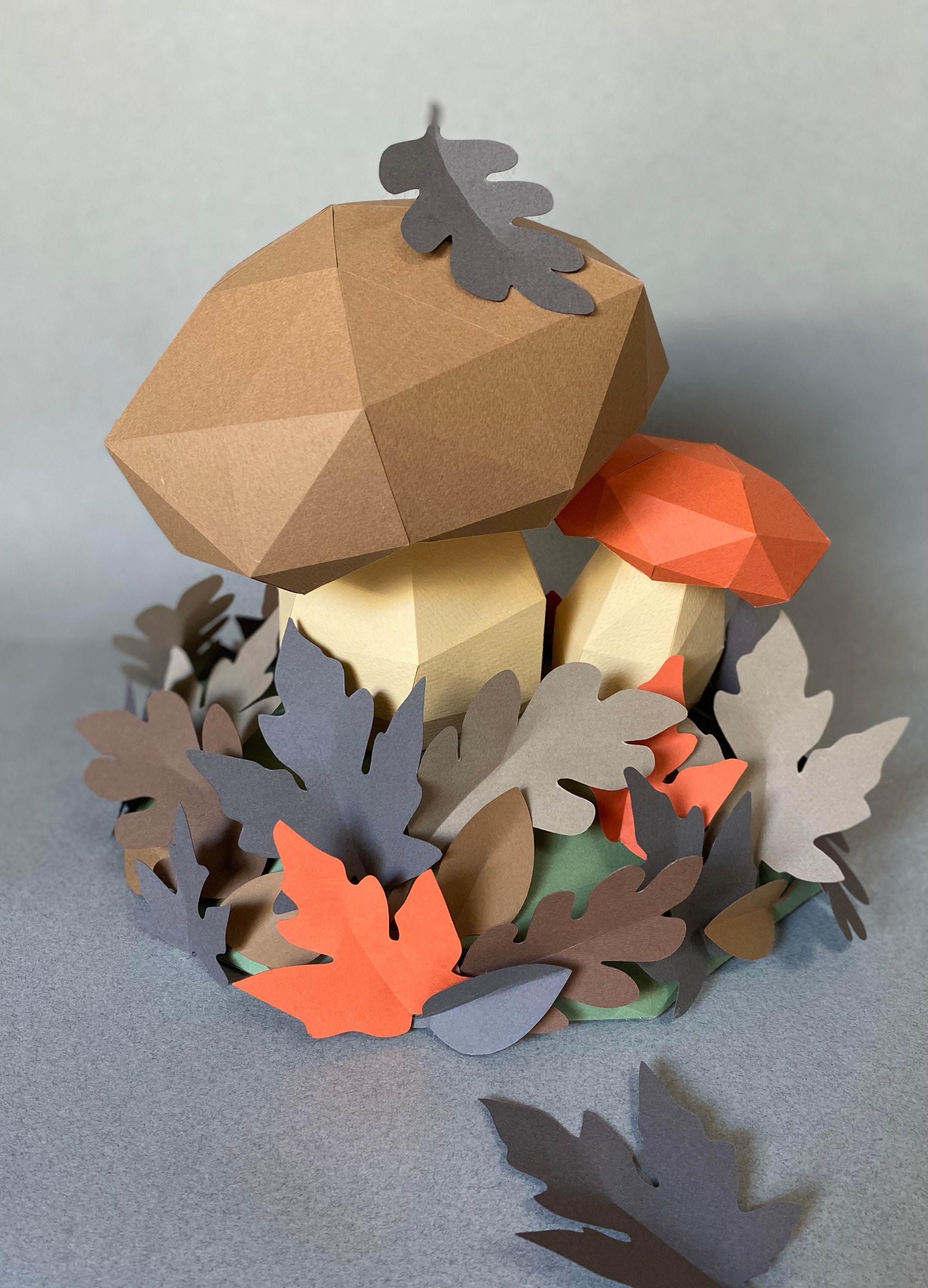 Modèle imprimable 3D Papercraft Champignons au format PDF/DXF/SVG ...