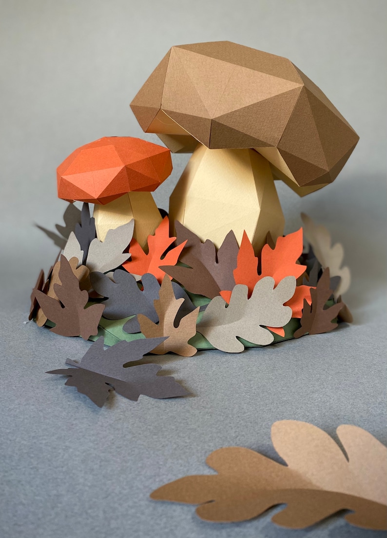 Modèle imprimable 3D Papercraft Champignons au format PDF/DXF/SVG ...