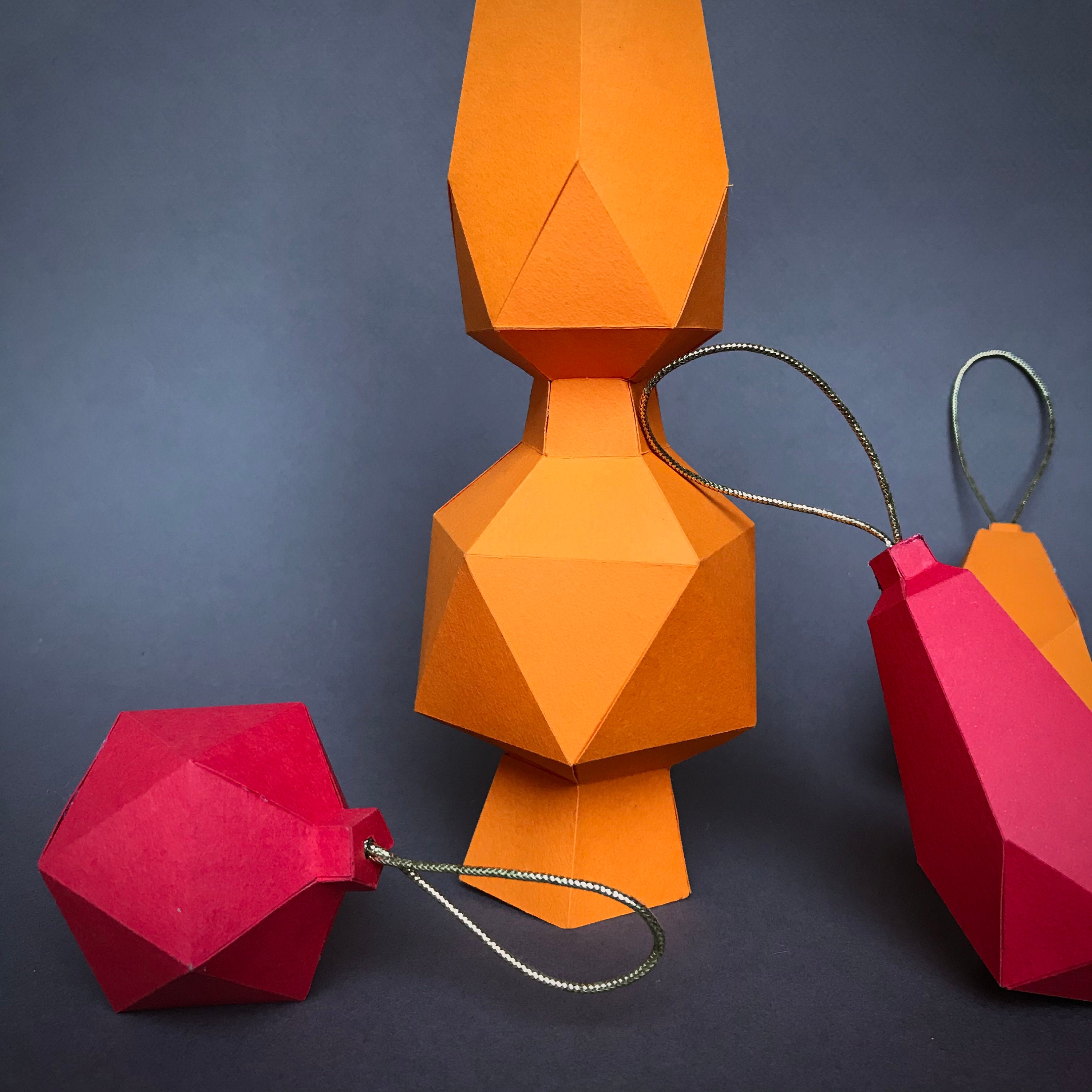 DIY 3D Paper Craft Christmas Tree Ornaments and Topper PDF Printable ...