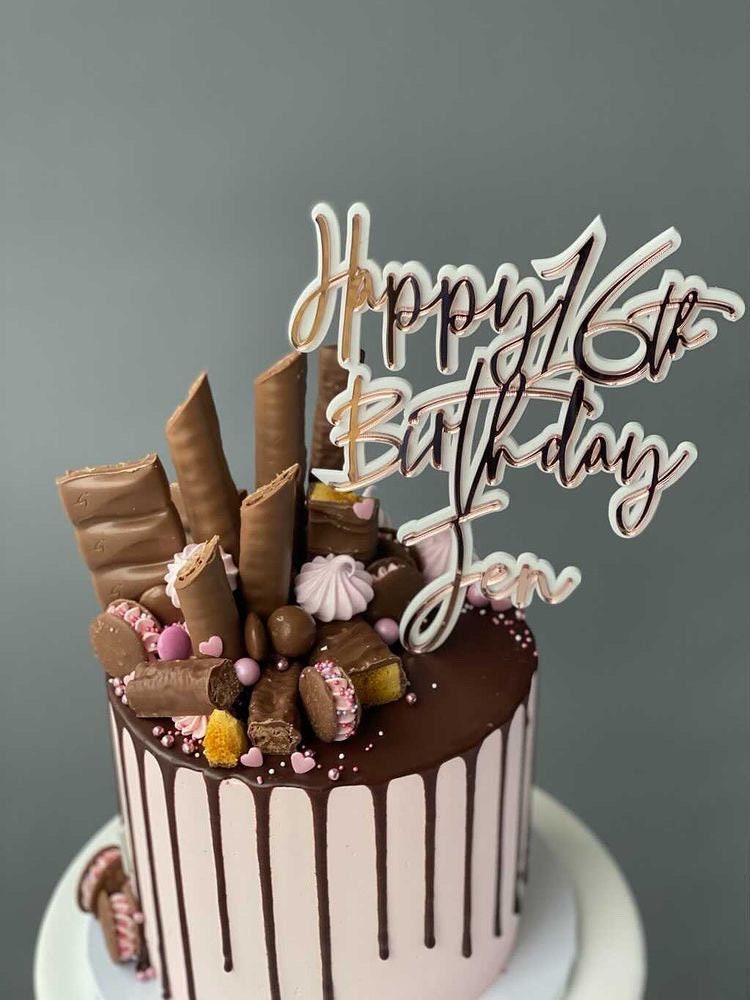 Personalised Birthday Cake Topper Double Layer Acrylic 18 25 30 35 40th ...