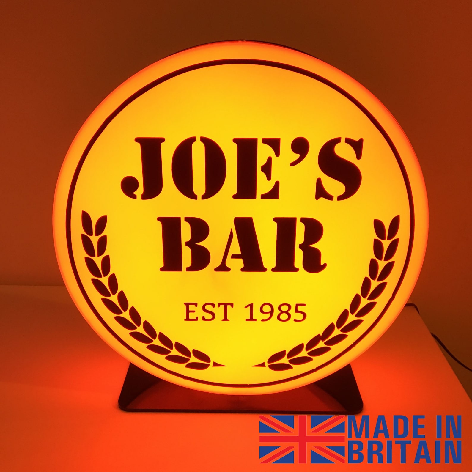 Custom Bar Sign, LED Light Box, Round Sign Bar Display, Illuminated ...