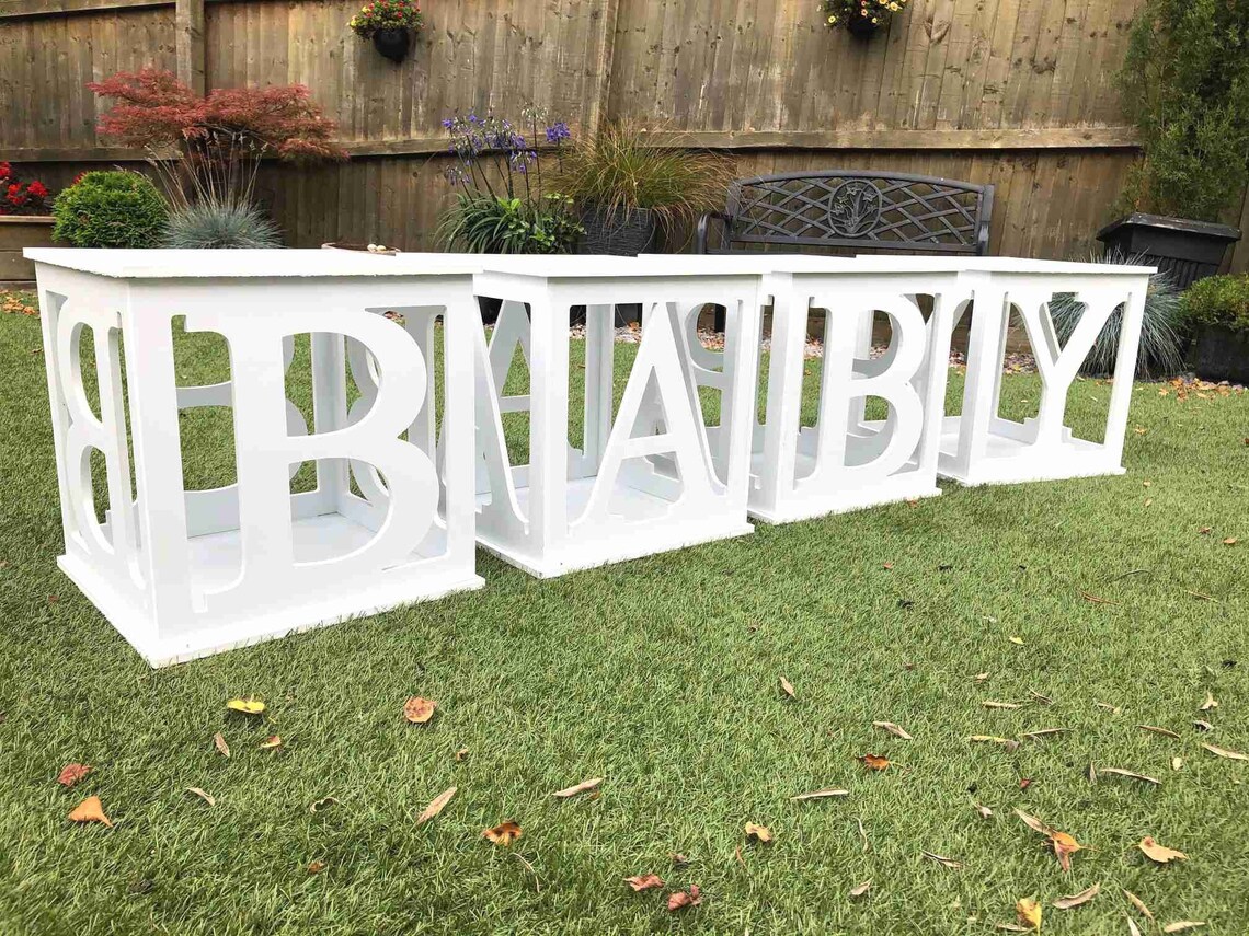 Alphabet BABY Block Box LARGE 40cm Wall Acrylic Balloon Party Candy ...