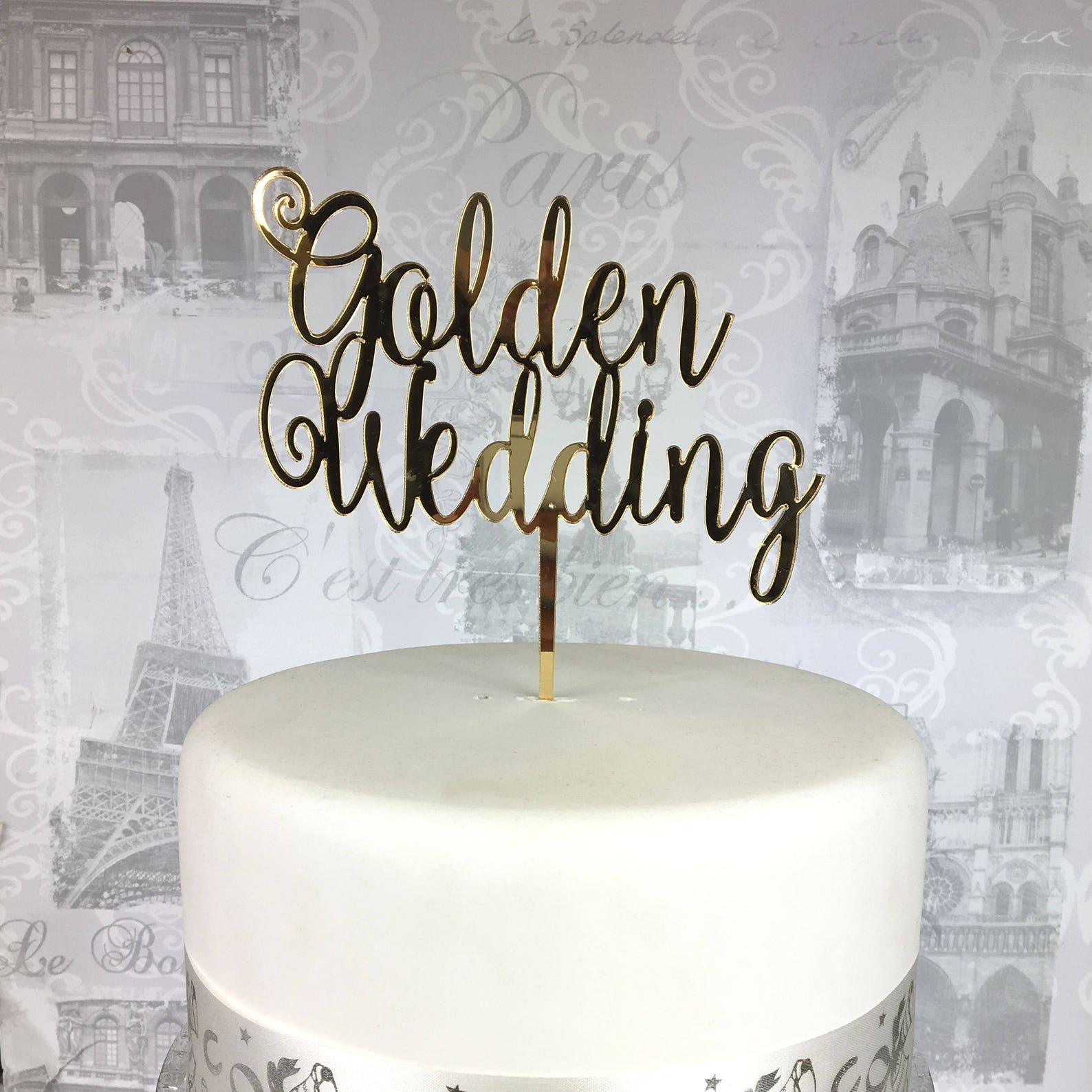 Golden Wedding Cake Topper Wedding Acrylic Marriage - Etsy UK