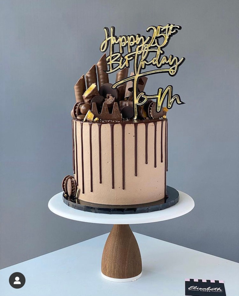 Personalised Birthday Cake Topper Double Layer Acrylic 18 25 30 35 40th ...
