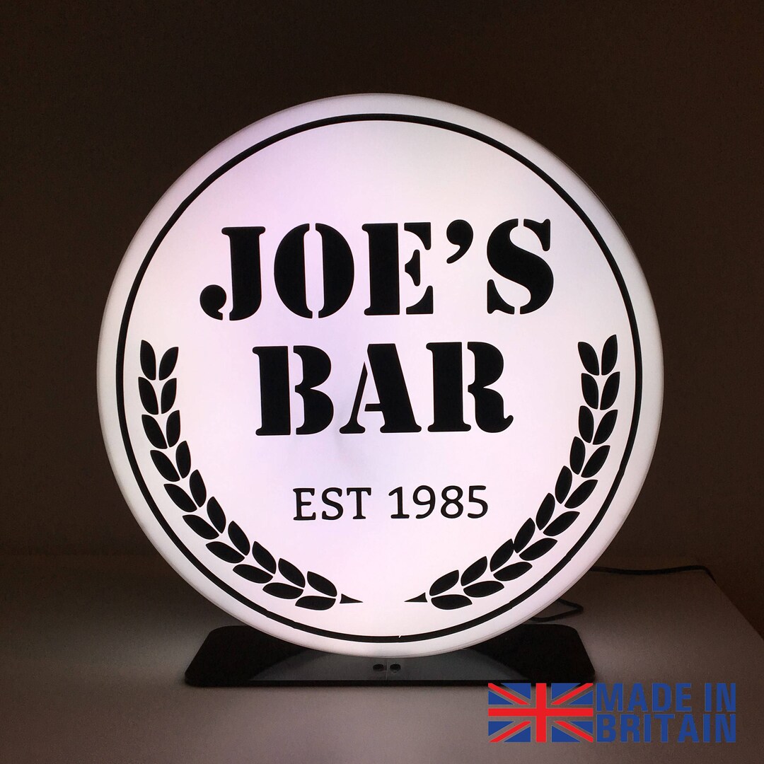 Custom Bar Sign, LED Light Box, Round Sign Bar Display, Illuminated ...