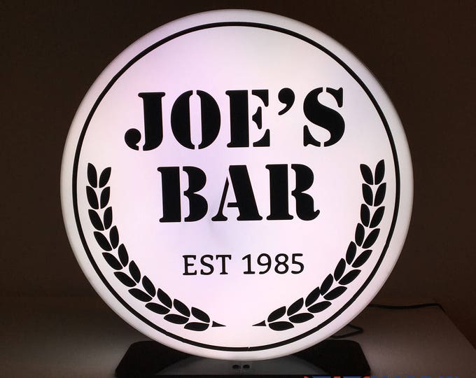 Custom Bar Sign LED Light Box Round Sign Bar Display | Etsy