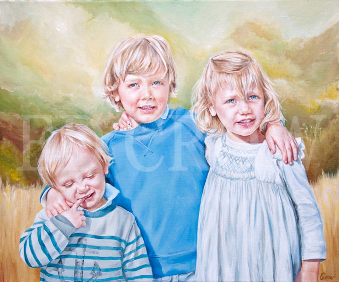 Custom Portrait Painting 3 Figures 20x24inch full or Half Body Oil on ...