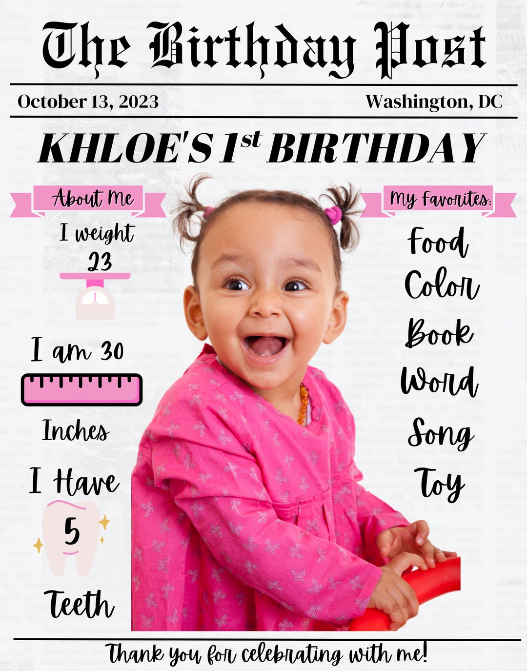 Baby's Birthday Newspaper Template - Etsy