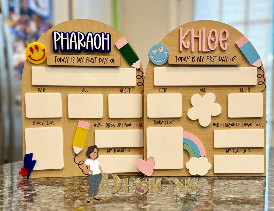 Personalized First Day of School Milestone Board | Reusable Photo Prop ...