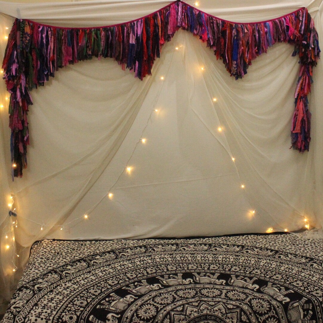 Boho Pink Gypsy Valance Backdrop Outdoor Banner Tapestry Indian Saree ...