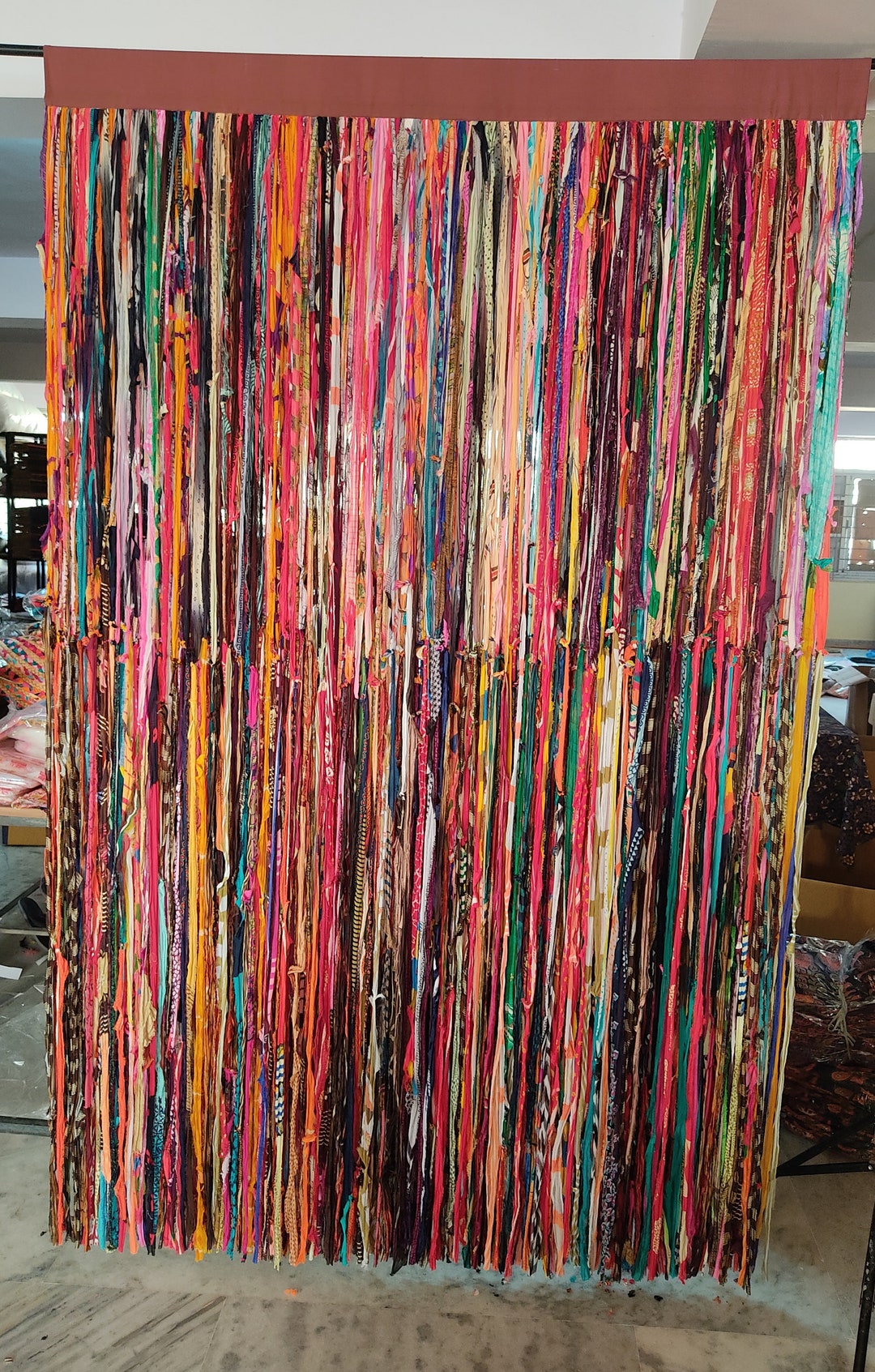 Recycled Sari Fabric Window Hanging: Boho Indian Decor - Etsy